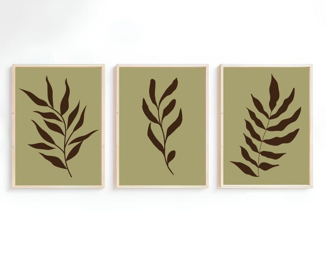 Green Botanical Print Mid Century Print Green Contemporary Wall Art ...