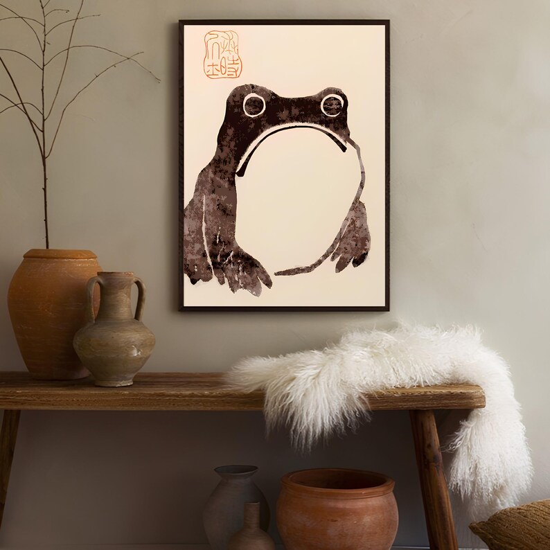 Japanese Frog Print Matsumoto Hoji Wall Art Unimpressed Frog Poster ...