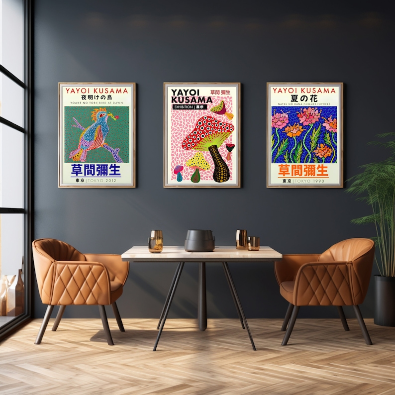 Yayoi Kusama Poster Pik Mushrooms Exhibition Poster Yayoi Kusama Wall ...