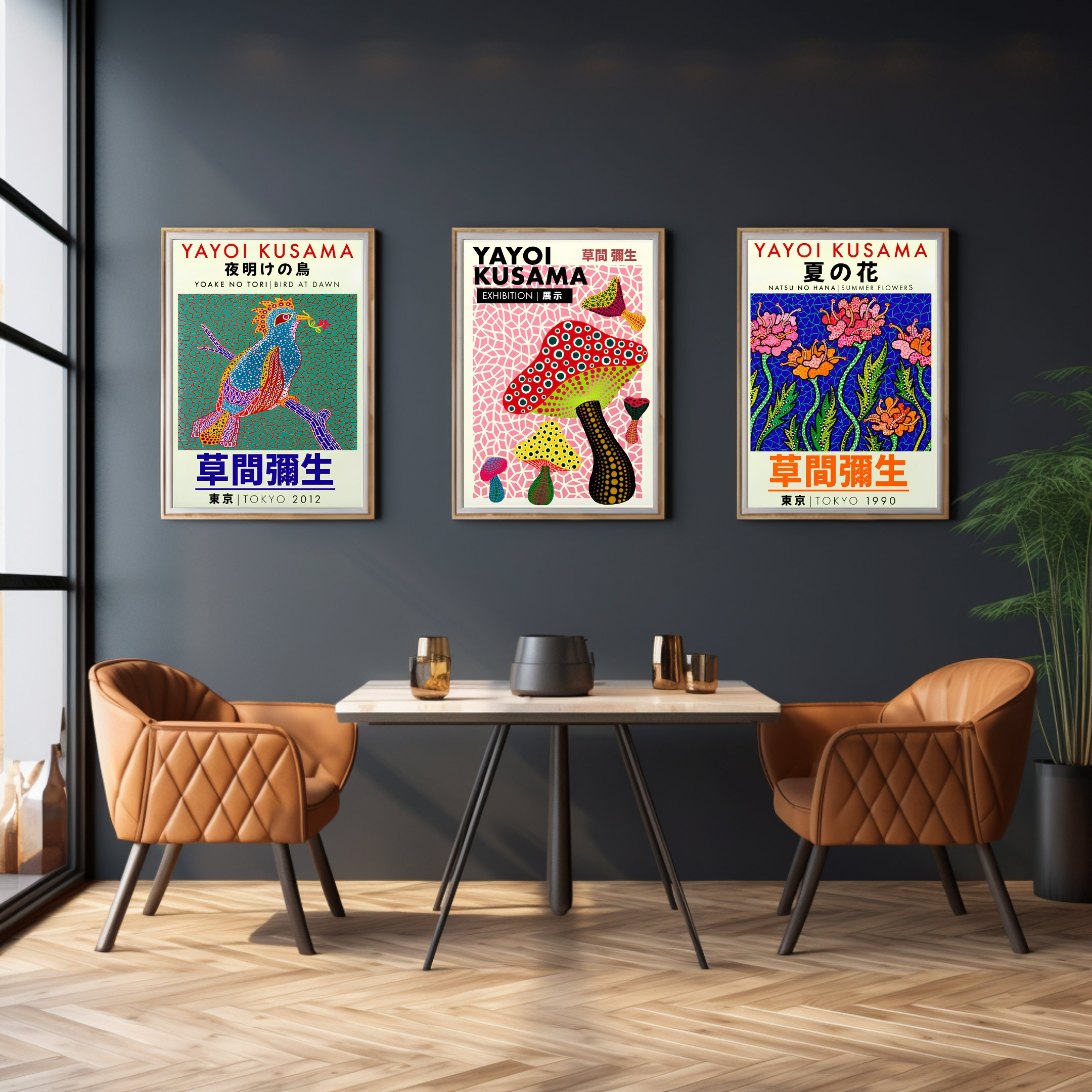 Yayoi Kusama Poster Pik Mushrooms Exhibition Poster Yayoi Kusama Wall ...