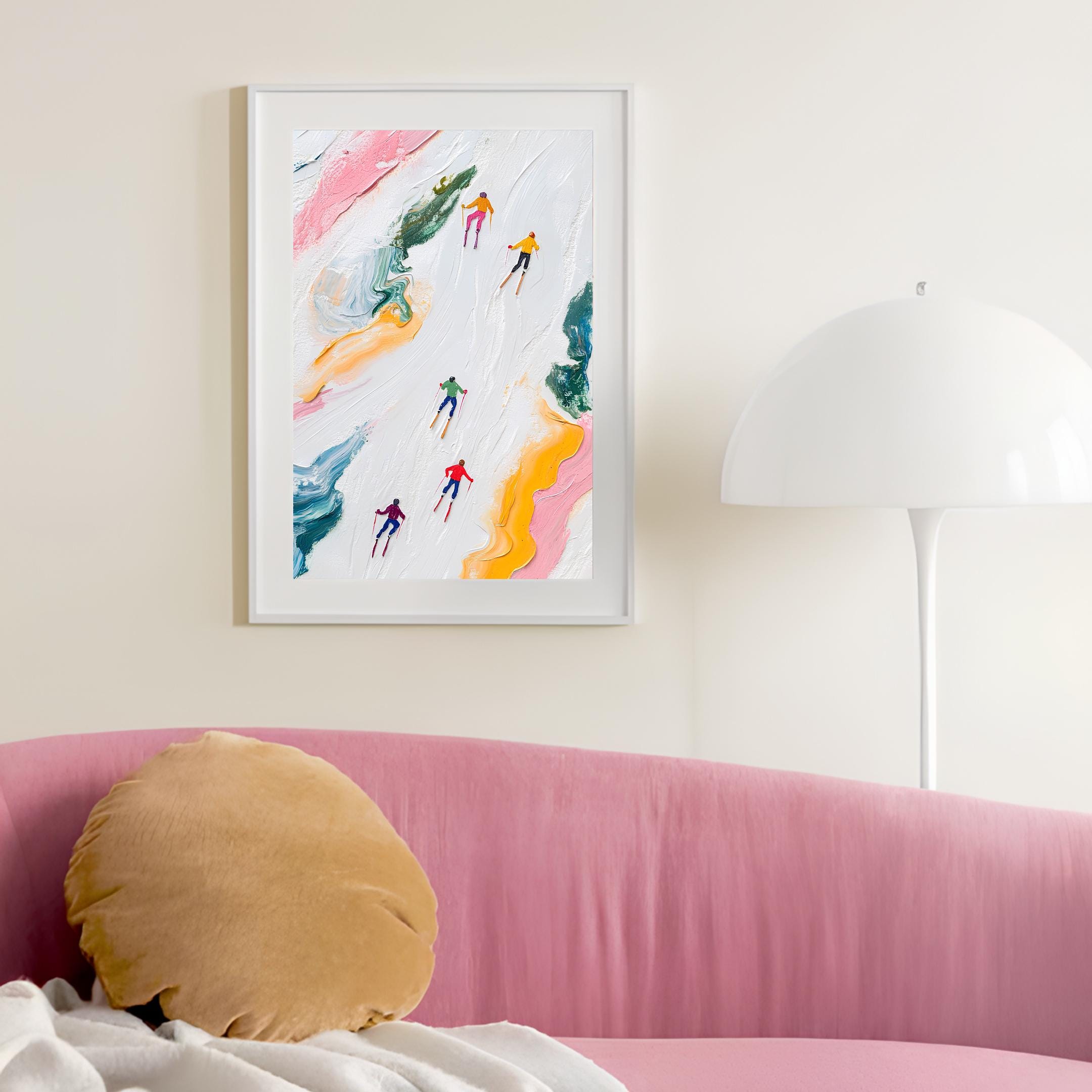 Eclectic Ski Painting Ski Print Gradient Print Snow Painting Pink ...