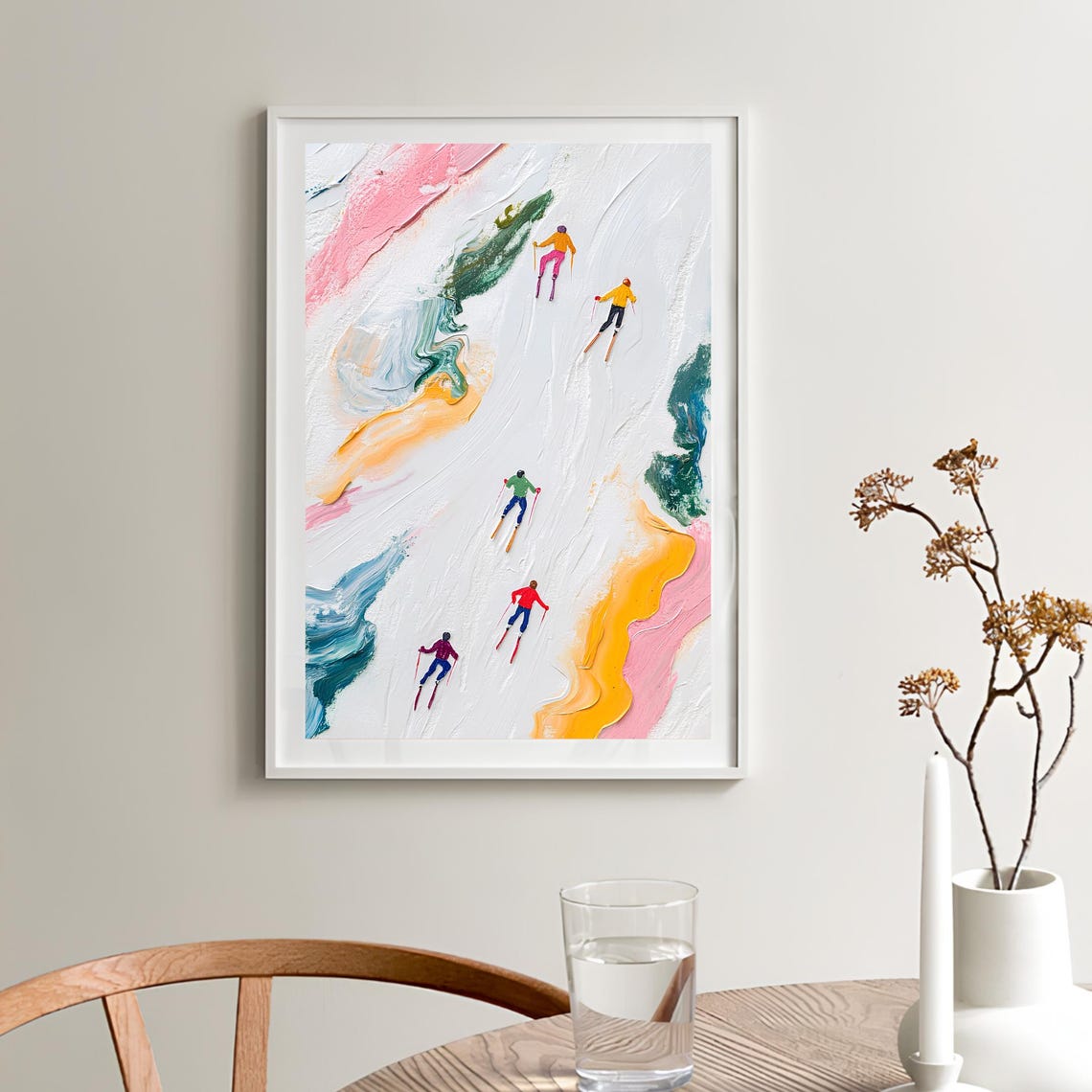 Eclectic Ski Painting Ski Print Gradient Print Snow Painting Pink ...