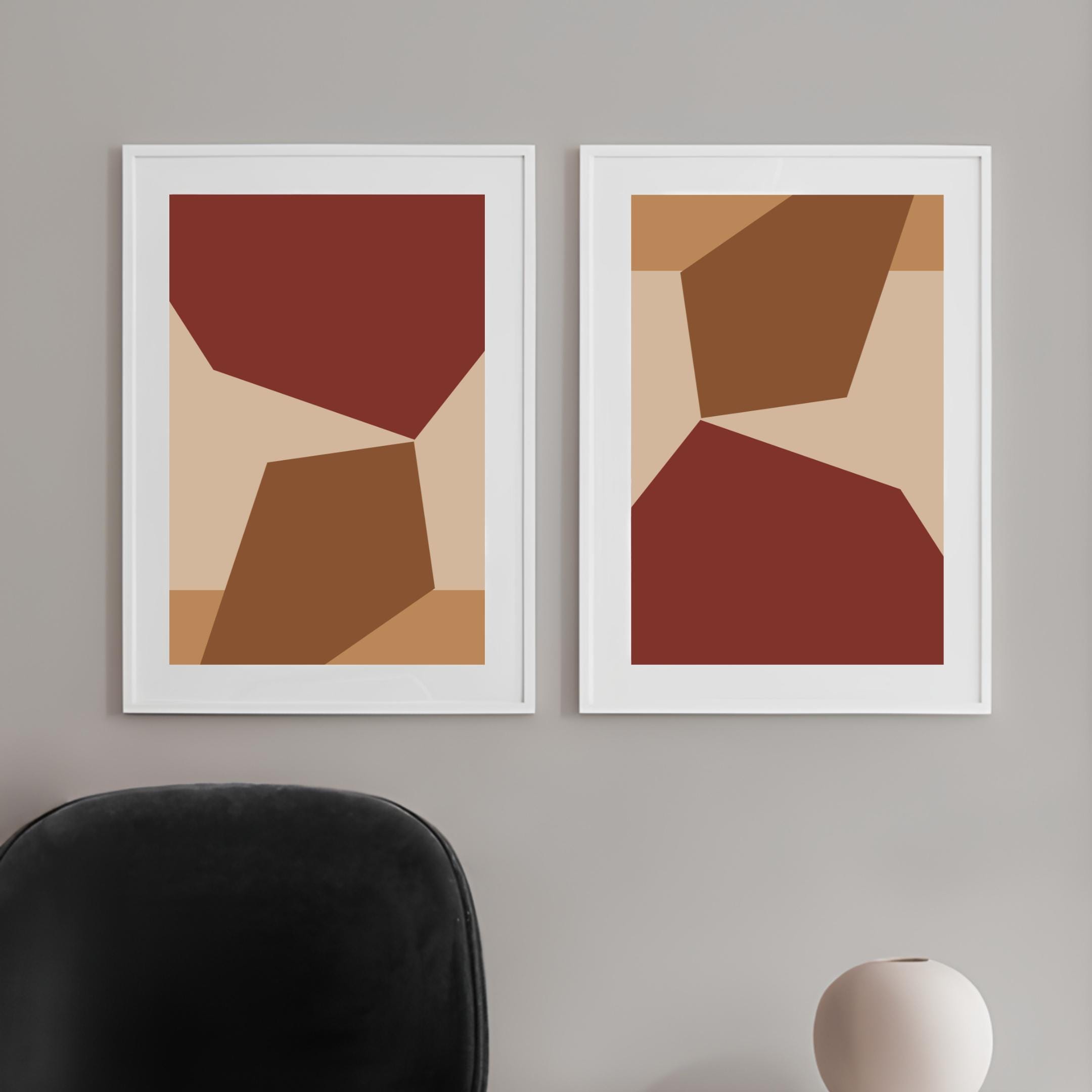 Color Block Printable Geometric Print Burgundy Wall Art Earth Tone ...