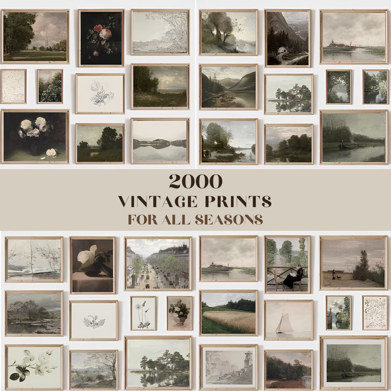 2000 Vintage Prints Vintage Painting Eclectic Print Set Moody Print ...