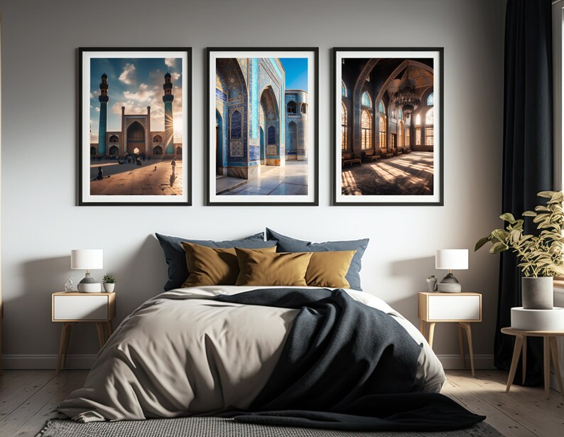 Afghanistan Print Blue Mosque Wall Art Afghan Poster Islam Wall Art ...