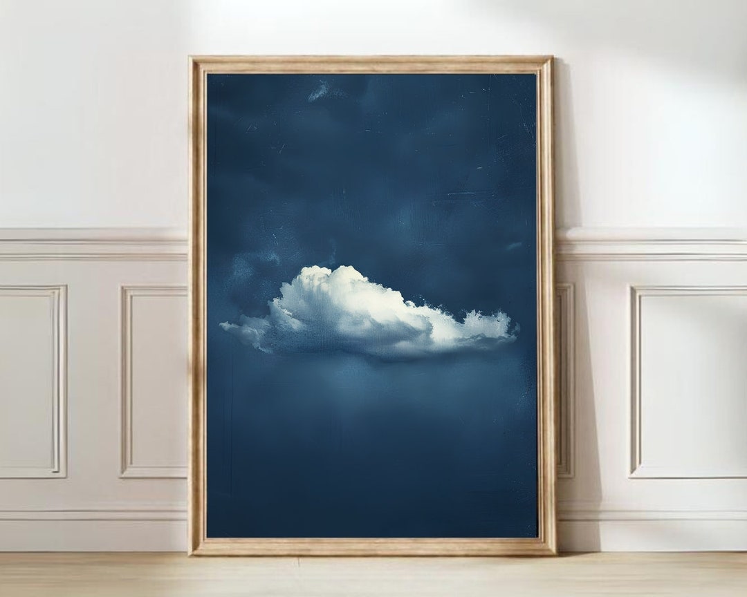 Indigo Cloud Print Moody Cloud Painting Indigo Wall Art Dark Blue Print ...