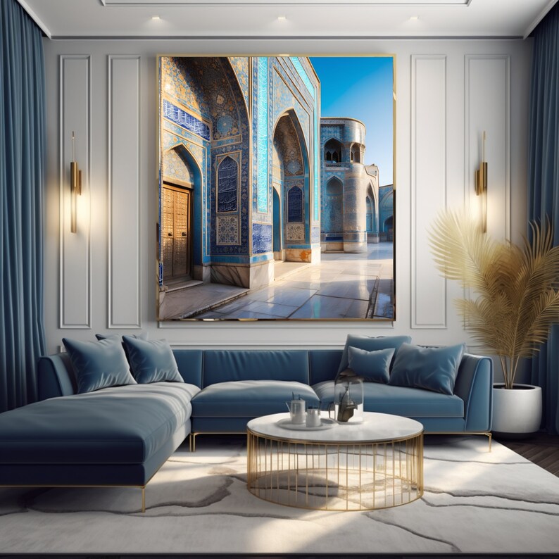 Afghanistan Print Blue Mosque Wall Art Afghan Poster Islam Wall Art ...