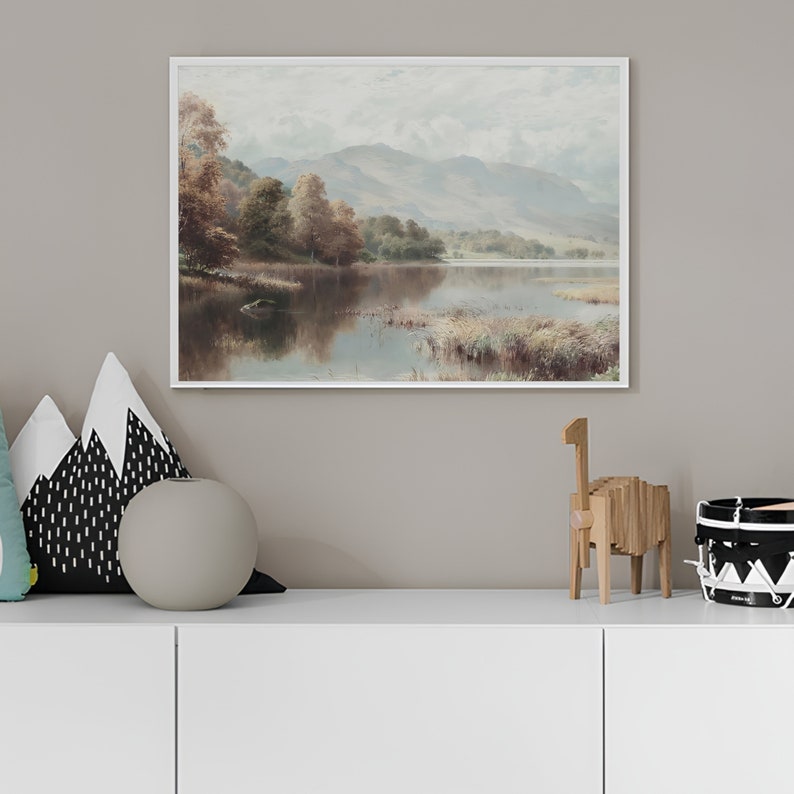 Vintage Lake Painting Vintage Landscape Painting Lake Print Vintage ...