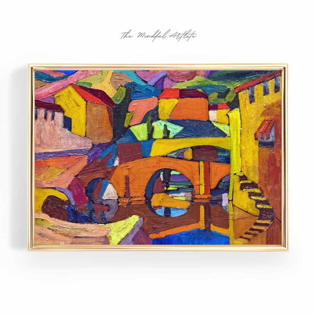 Eclectic Vintage Printable Colorful Abstract Painting Horizontal ...
