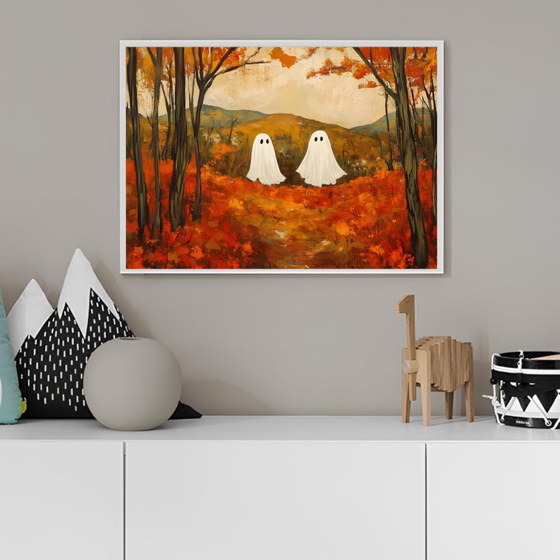 Ghost Print Autumn Print Fall Print Autumn Landscape Halloween Print ...