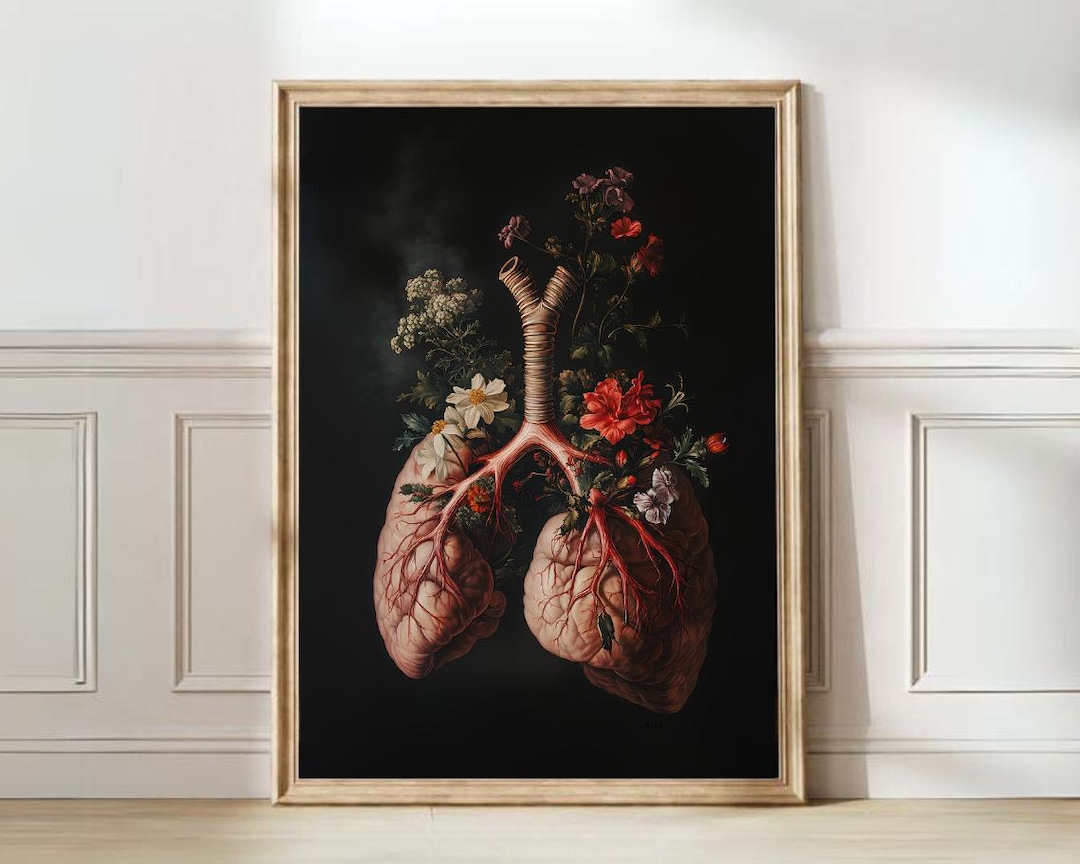 Human Lungs Painting Lungs Print Vintage Floral Anatomy Print Vintage ...