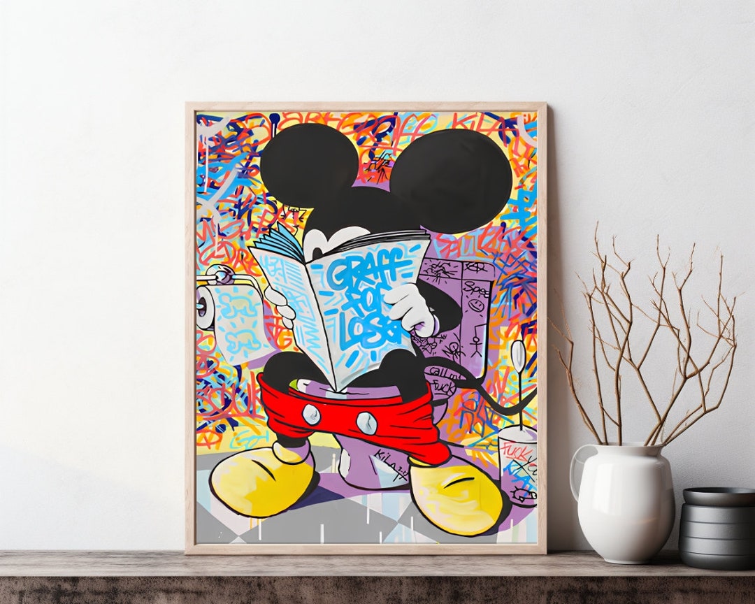 Mickey Print Graffiti Mickey in the Toilet Poster Pop Art Print Wall ...