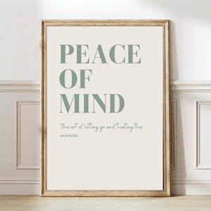 Green Affirmation Print Peace of Mind Print Spiritual Motivational ...