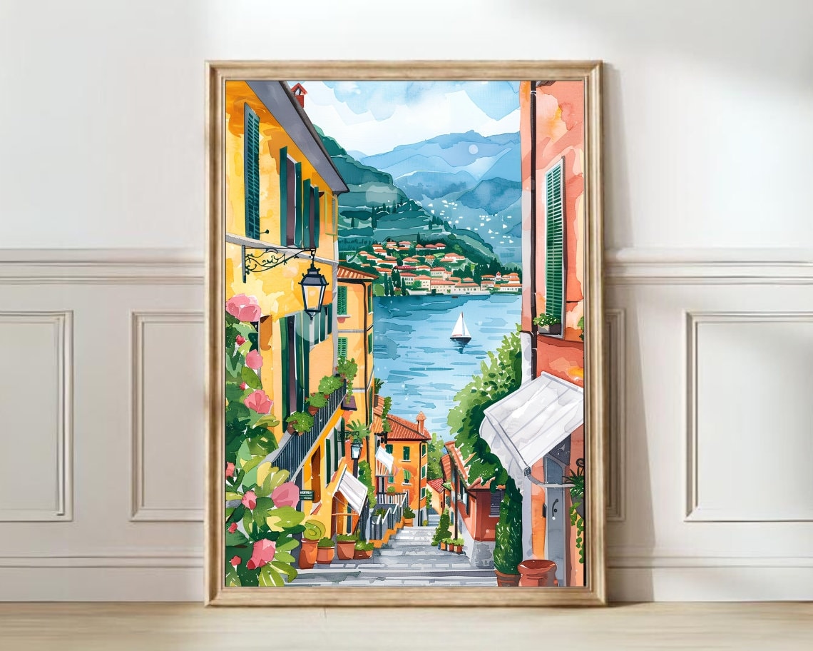 Lake Como Print Lake Como Poster Como Illustration Italy Travel Poster ...
