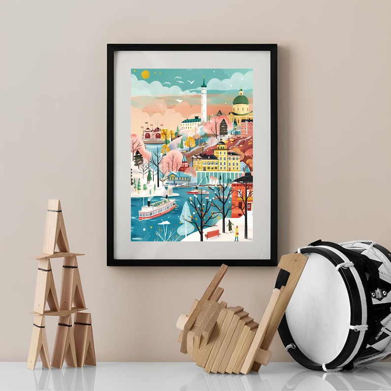Finland Print Finland Illustration Helsinki Travel Poster Helsinki ...