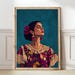 Latina Woman Portrait Blue Gallery Heritage Art Maximalist Print Teal ...