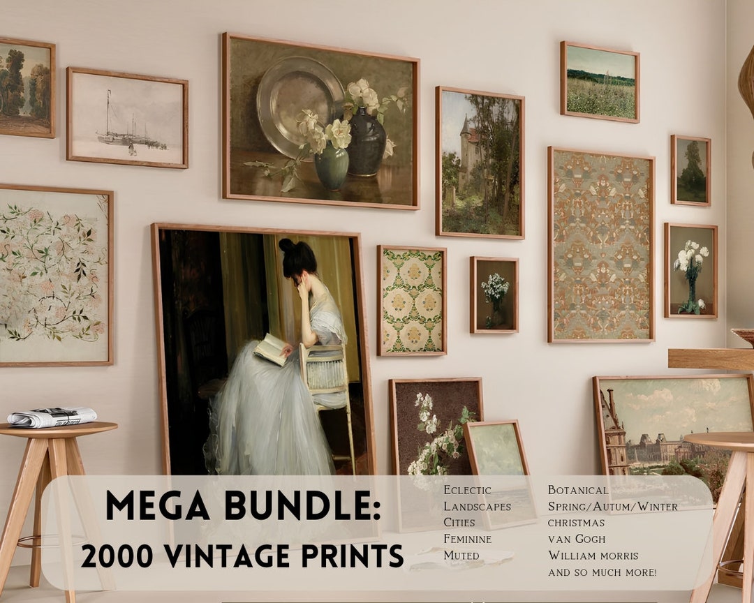 2000 Vintage Prints Vintage Painting Eclectic Print Set Moody Print ...