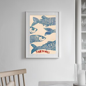 Sardines Print Sardine Tin Vintage Poster Retro Sardine Wall Art Fish ...