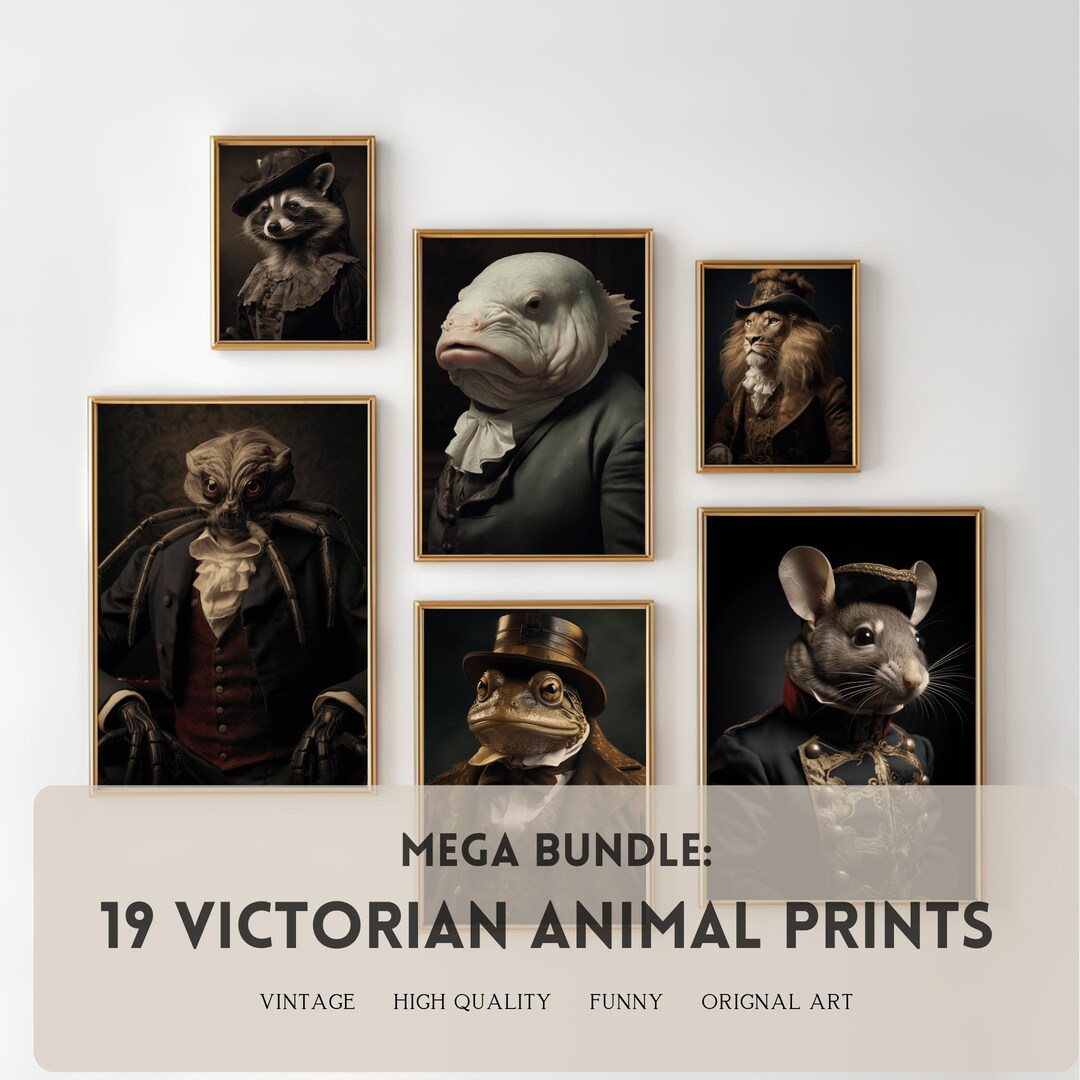 Victorian Animal Print Set of 19 Prints Vintage Animal Portrait Print ...