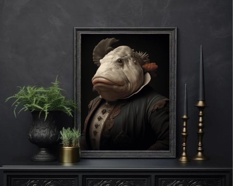 Victorian Blobfish Print Blobfish Poster Vintage Animal Portrait ...