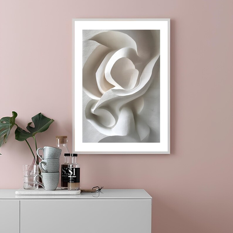 Abstract Relief Print Japandi Wall Art White Texture Print Wabi Sabi ...