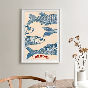 Sardines Print Sardine Tin Vintage Poster Retro Sardine Wall Art Fish ...