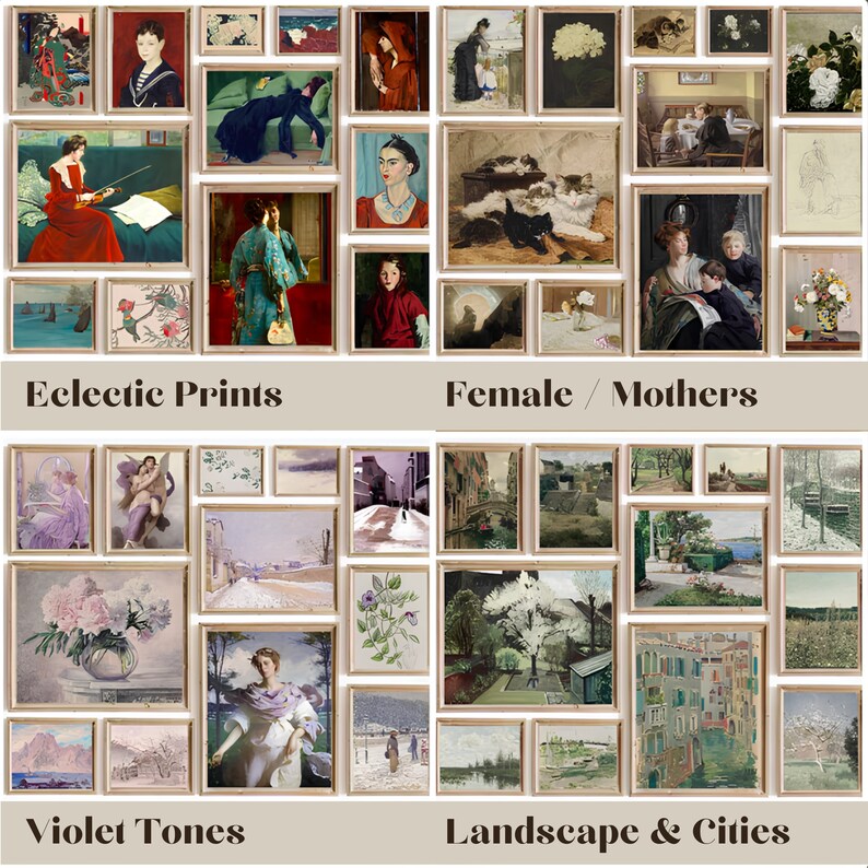2000 Vintage Prints Vintage Painting Eclectic Print Set Moody Print ...