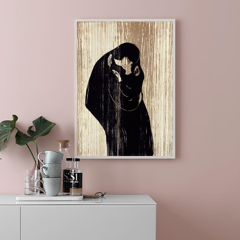 Edvard Munch Kiss by the Window Print Wood Kiss Painting Romantic ...