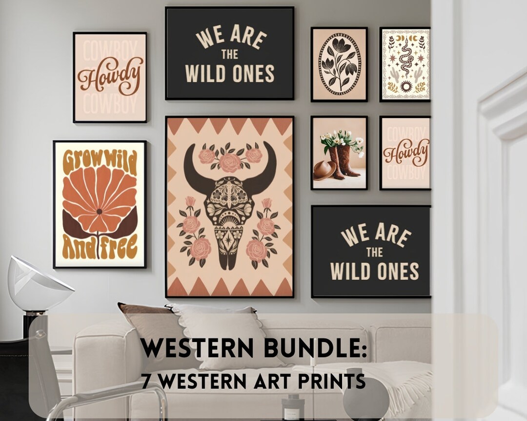 Western Prints Bundle of 7 Prints Western Wall Art Cowboy Print Cowgirl ...