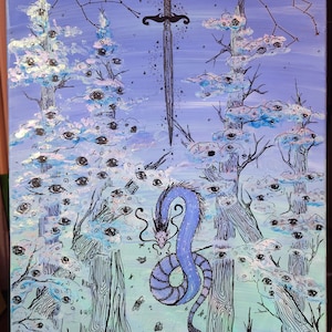 Cryptid Winter Dragon Acrylic Painting - Etsy