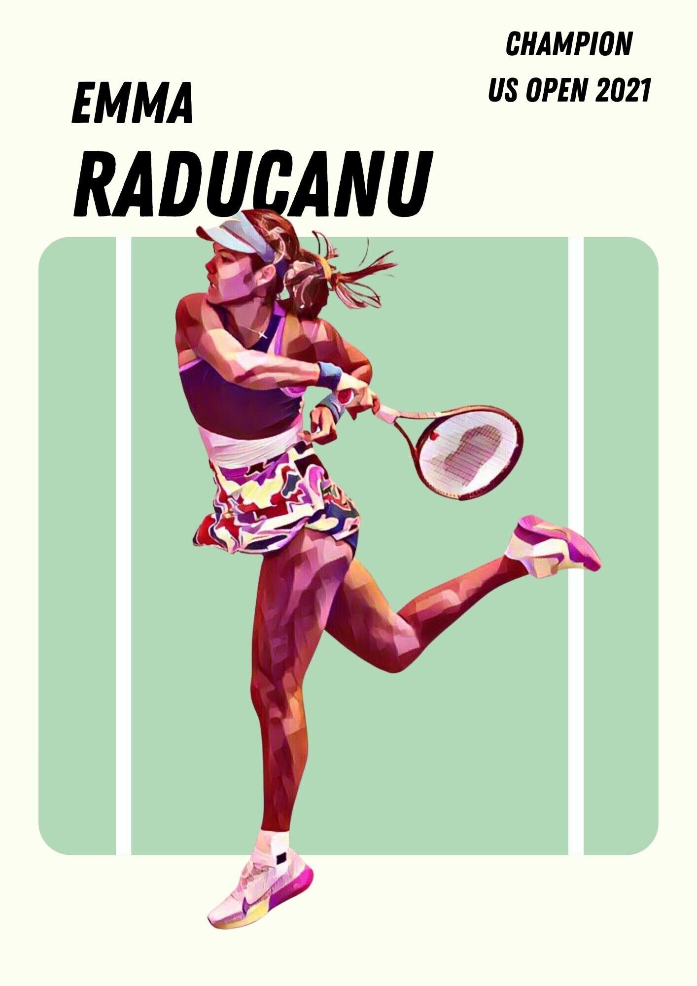 Vintage Style Emma Raducanu Poster US Open Tennis Art - Etsy