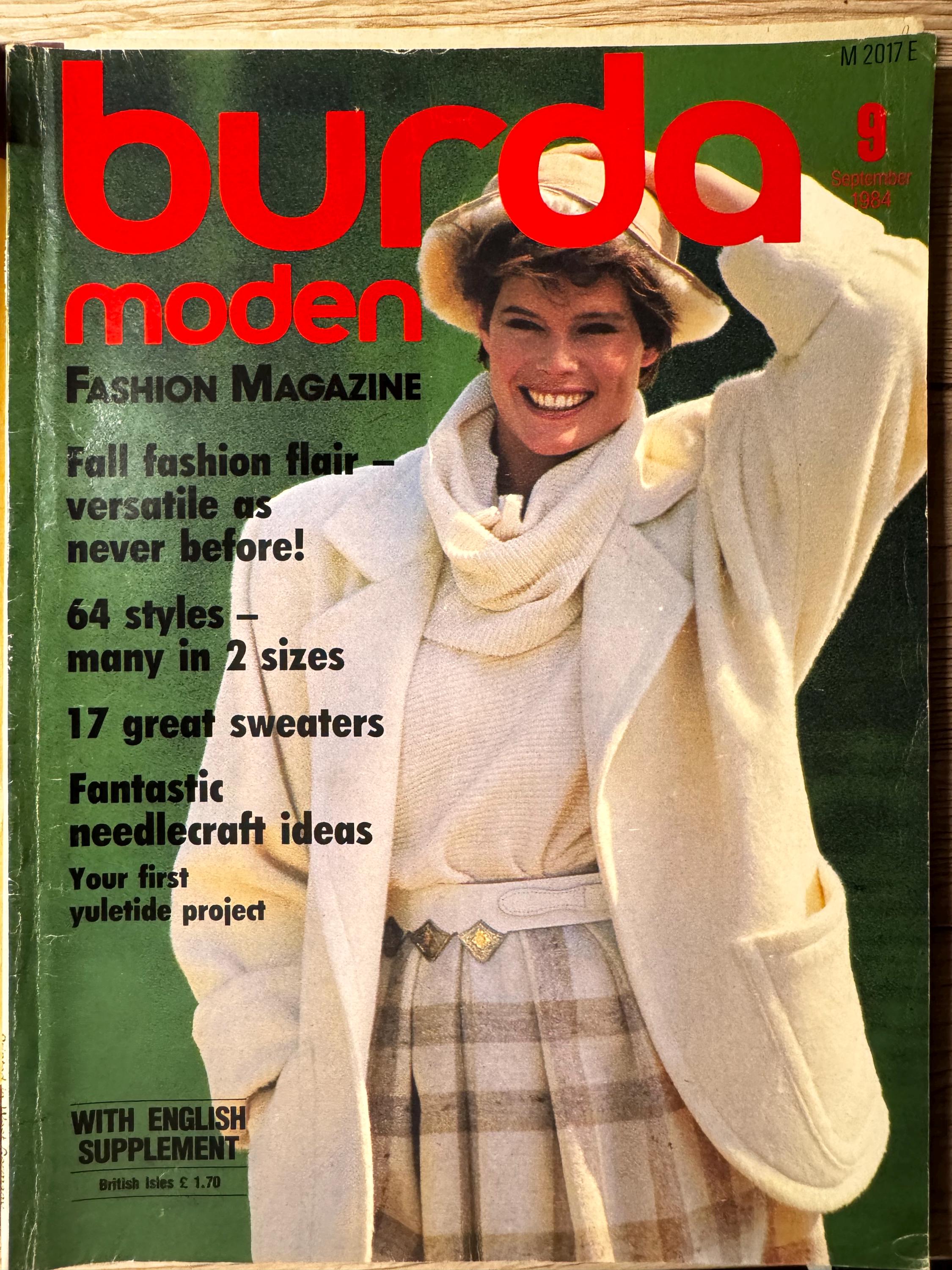 Burda Moden 9/1984 Fashion Magazine With Patterns and Instructions - Etsy