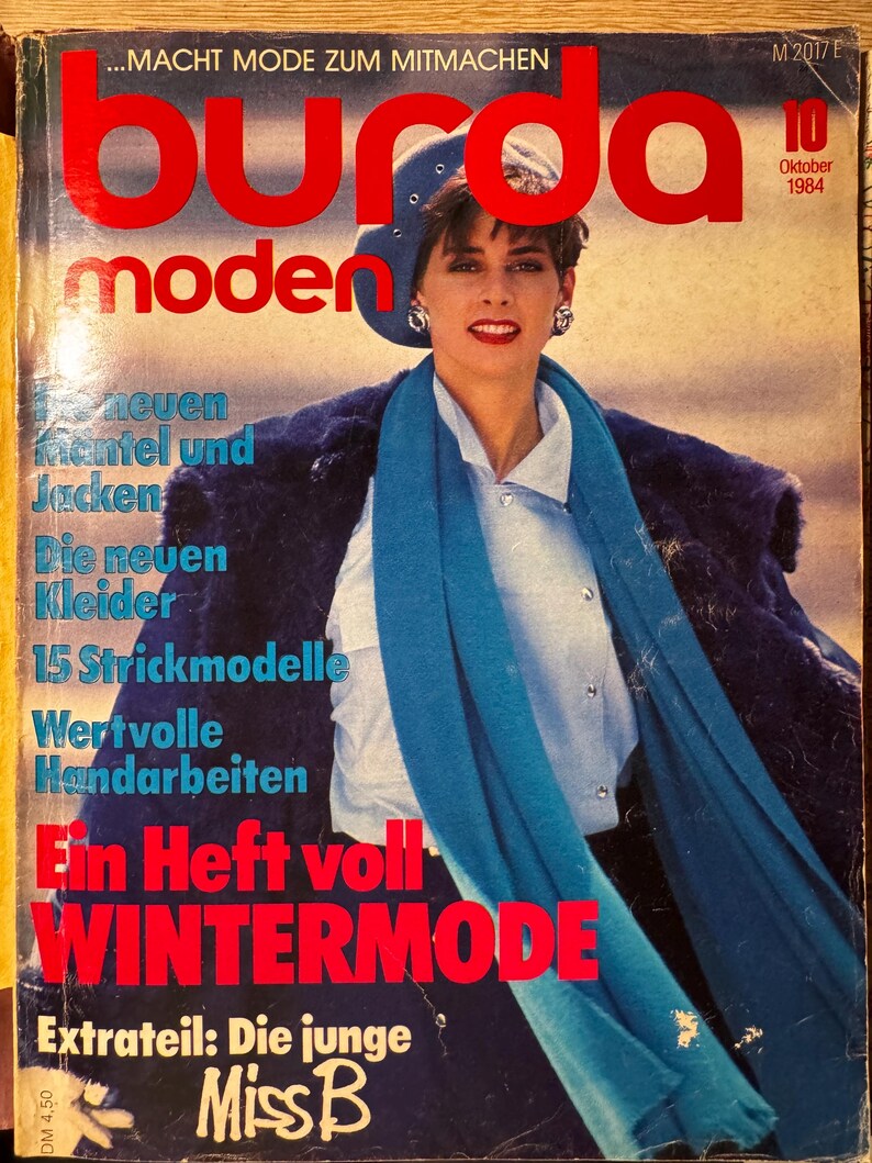 Burda Moden 10/1984 Fashion Magazine With Patterns and Instructions - Etsy