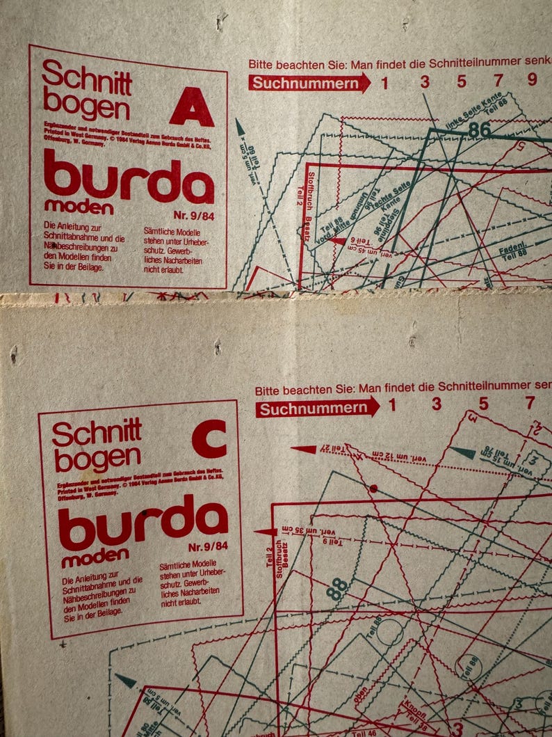 Burda Moden 9/1984 Fashion Magazine With Patterns and Instructions - Etsy