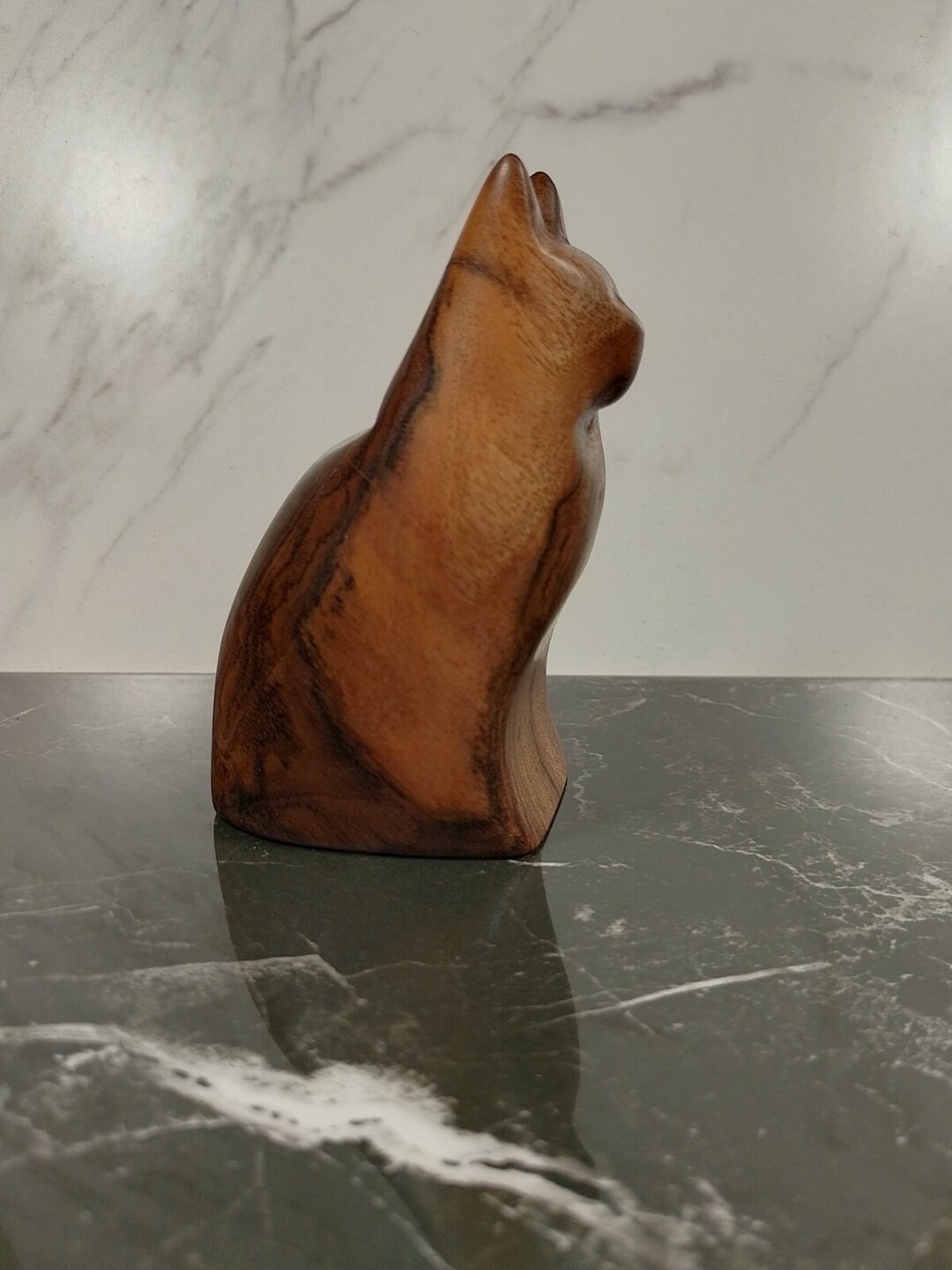 Handmade Wooden Cat, Wooden Cat Sculpture, Wooden Animal, Home Decor ...