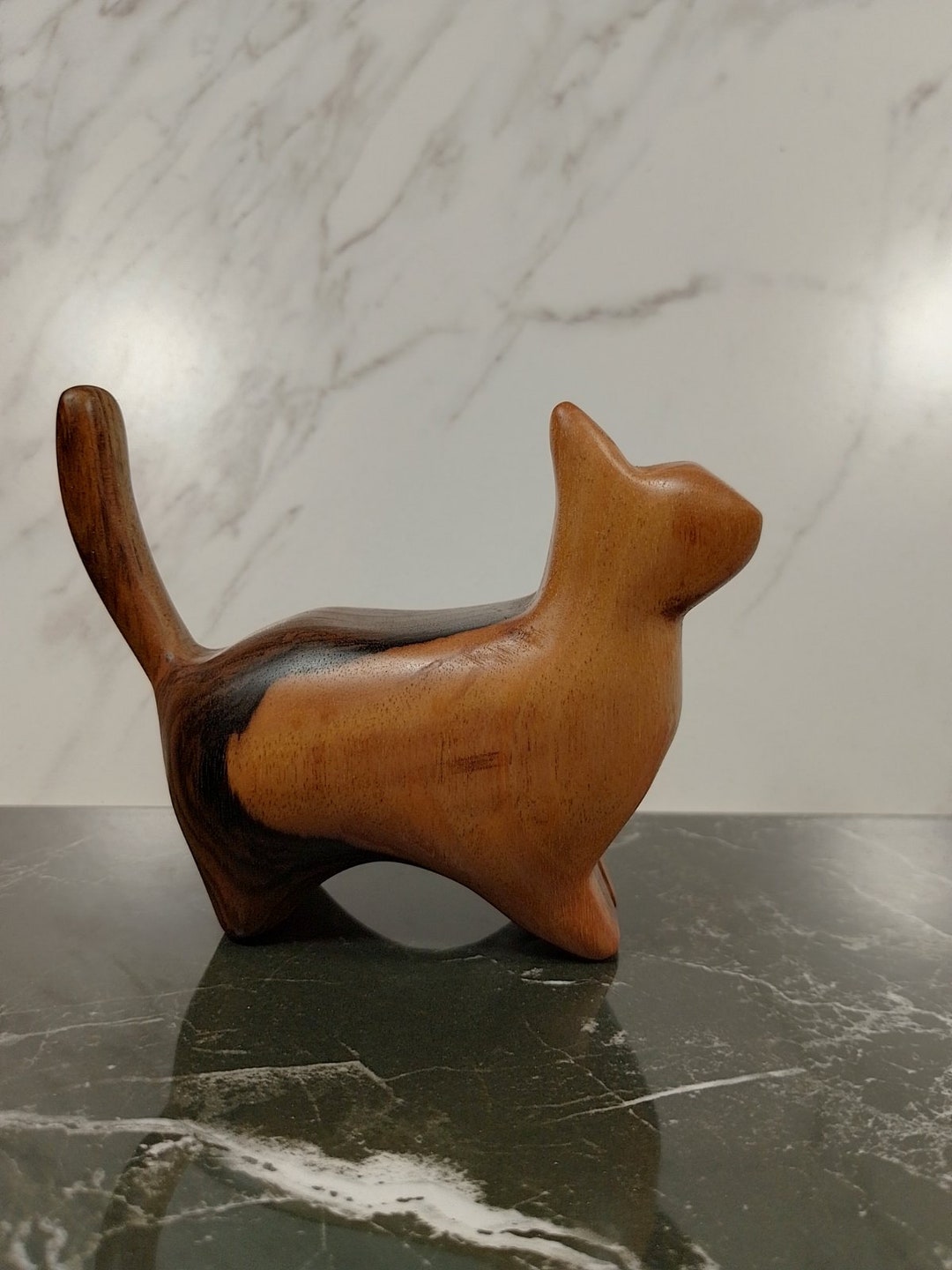 Handmade Wooden Cat,wood Cat Sculpture,wooden Animal,home Decor ...