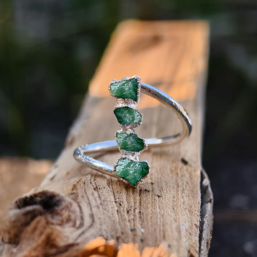 Natural Raw Emerald Rings / Emerald Bypass Rings / Birthstone Rings / Healing Crystal ...