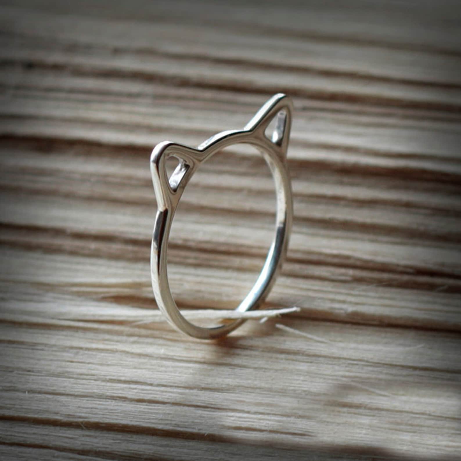 Cat Ears Ring Crazy Cat Lady Cat Rings Minimalist Kitty Rings Sterling Silver Cat Lovers Gift ...