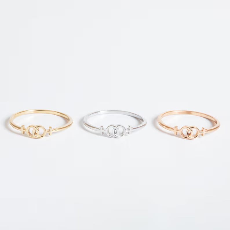 Lesbian Pride Rings - Interlocking Venus Symbols Rings - LGBT Feminist ...