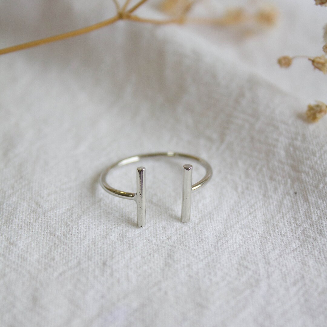 Parallel Bar Ring | Long Silver Bar Ring | Sterling Silver Ring | Open ...