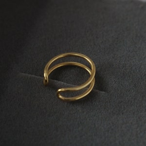 14k Gold Filled Double Band Rings / Statement Rings / Adjustable Loop ...