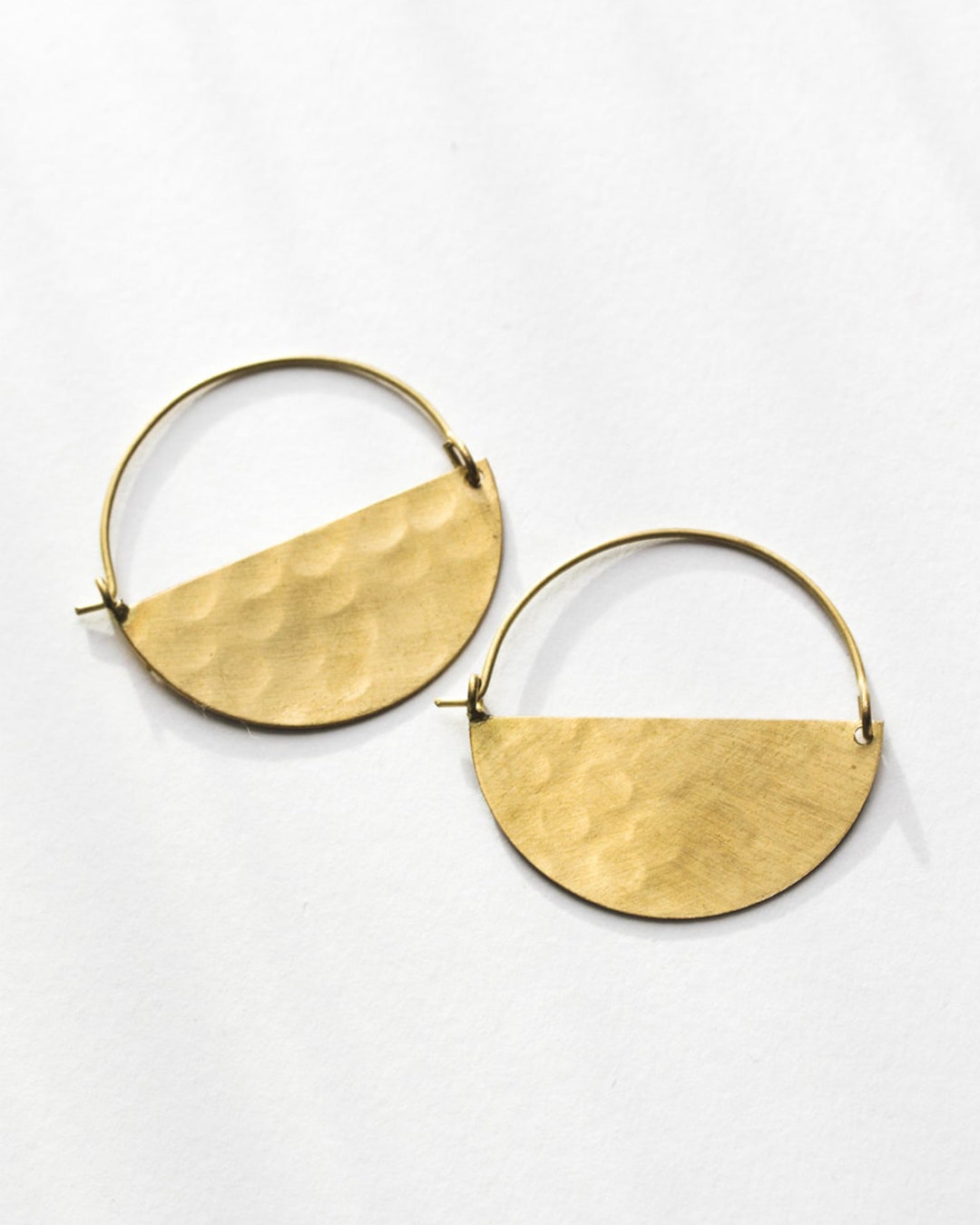 Half Moon Hoop Earrings | Hammered Hoop Earrings | Handmade Fulani ...