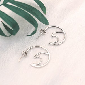 Sterling Silver Wave Hoop Earrings: Boho Beach Jewelry - Etsy