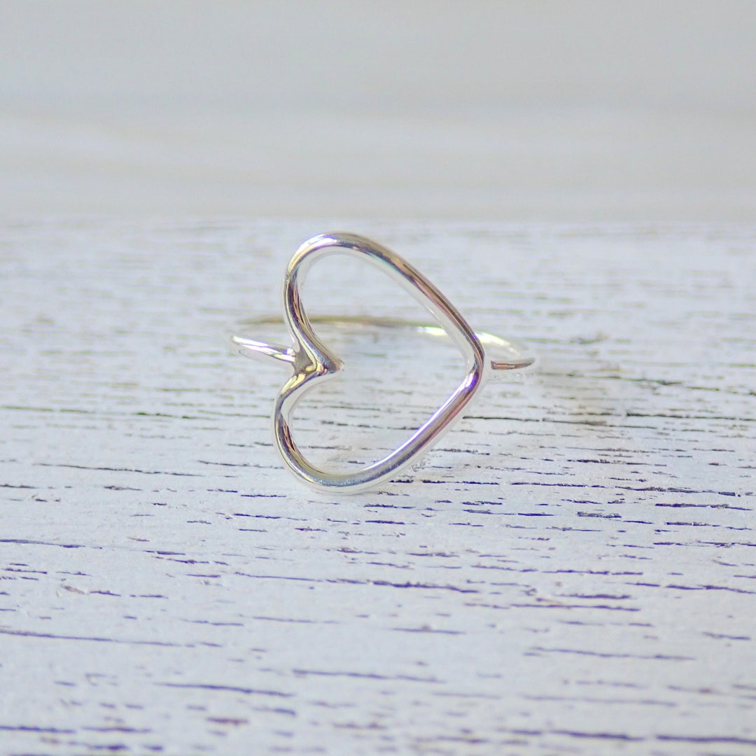 Heart Ring / Gift for Girlfriend / Simple Rings / Open Heart Ring ...