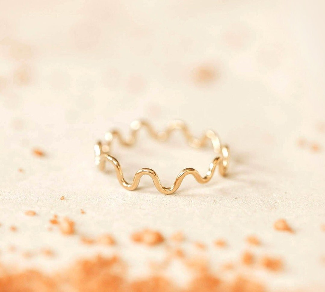 Gold Filled Wave Ring | Sterling Silver Squiggle Stacking Ring - Etsy