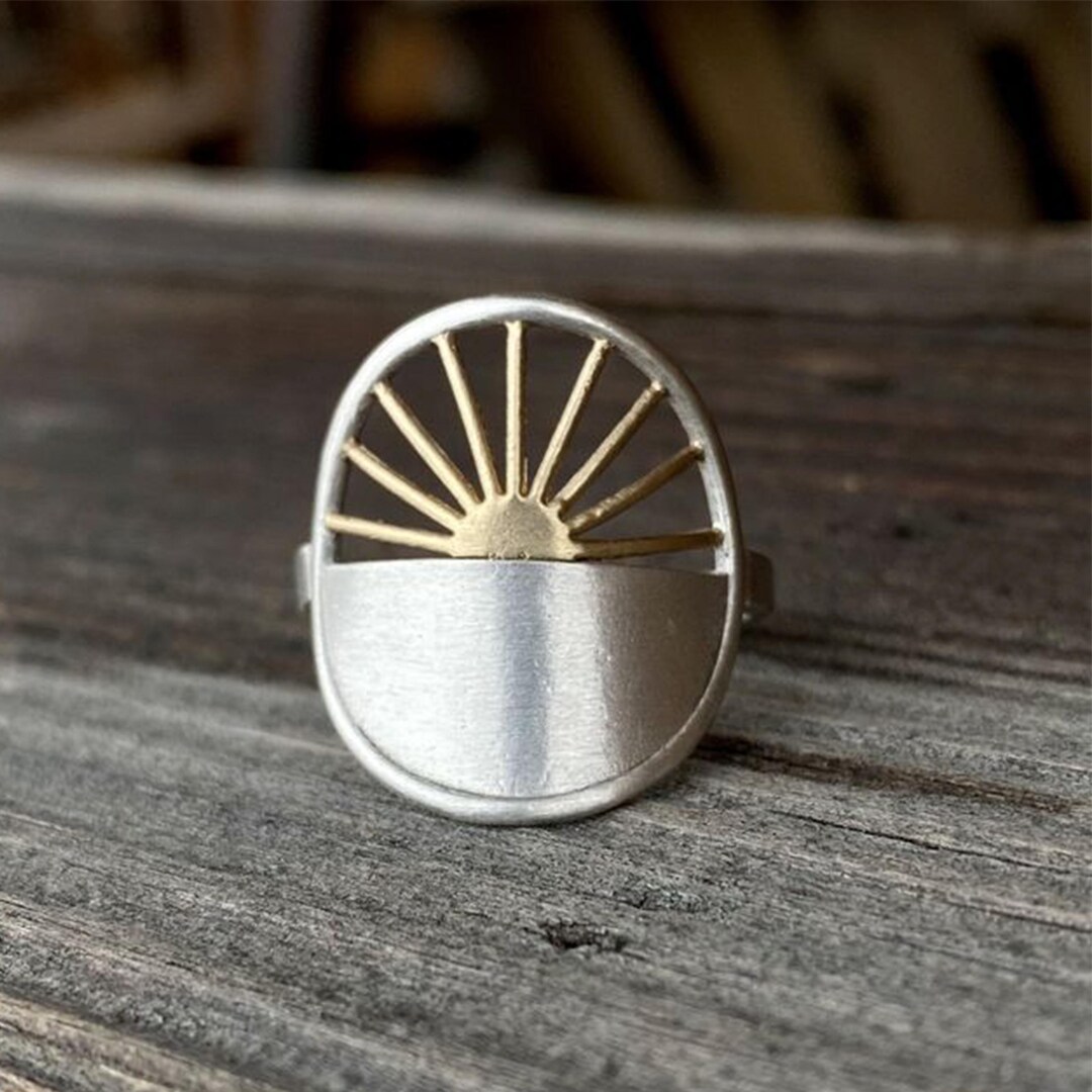 Dual Tone Sun Rings | Rising Sun Ring | Sunburst Ring | Statement Spike ...