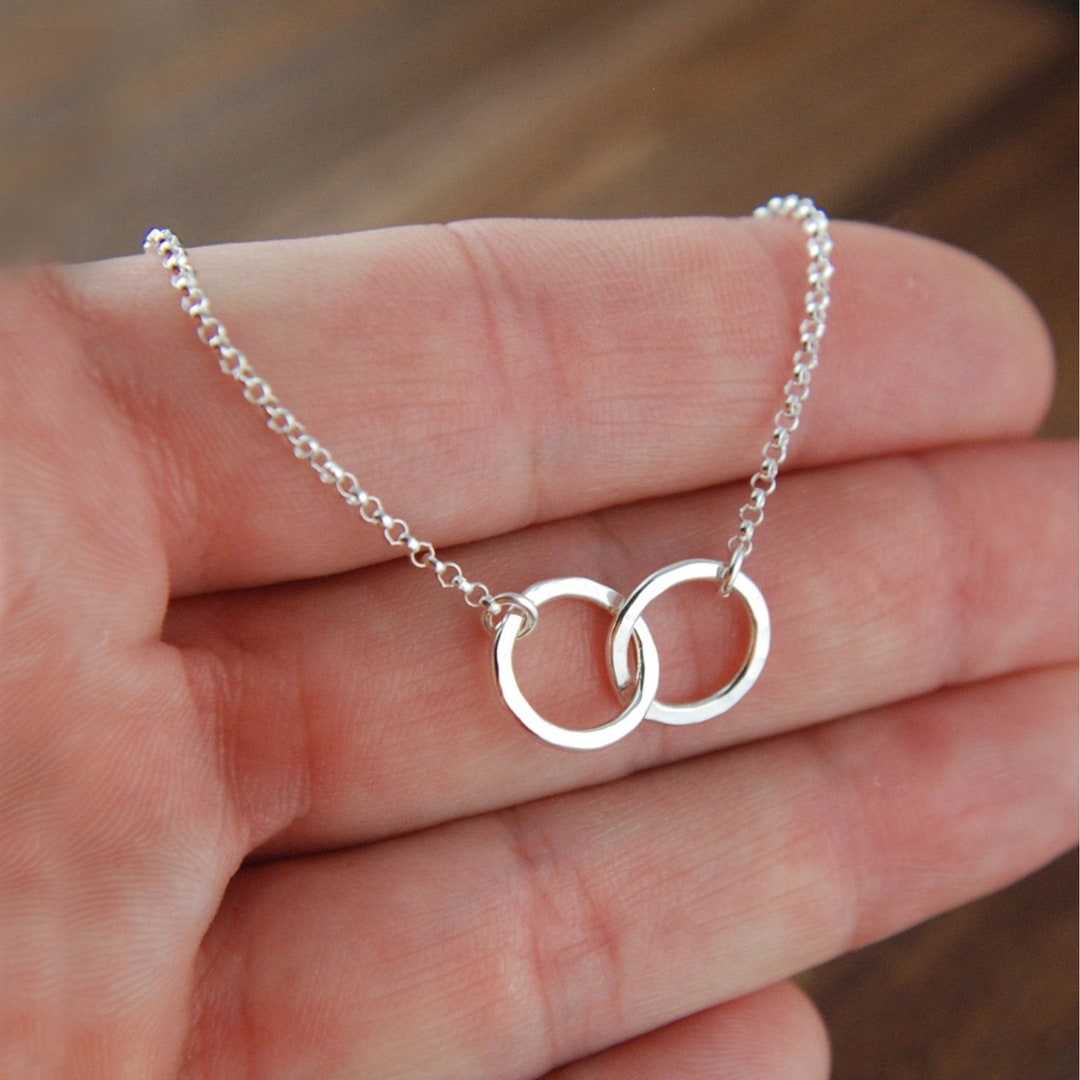 Hammered Interlocking Circles Necklace - Sterling Silver Hammered Rings ...