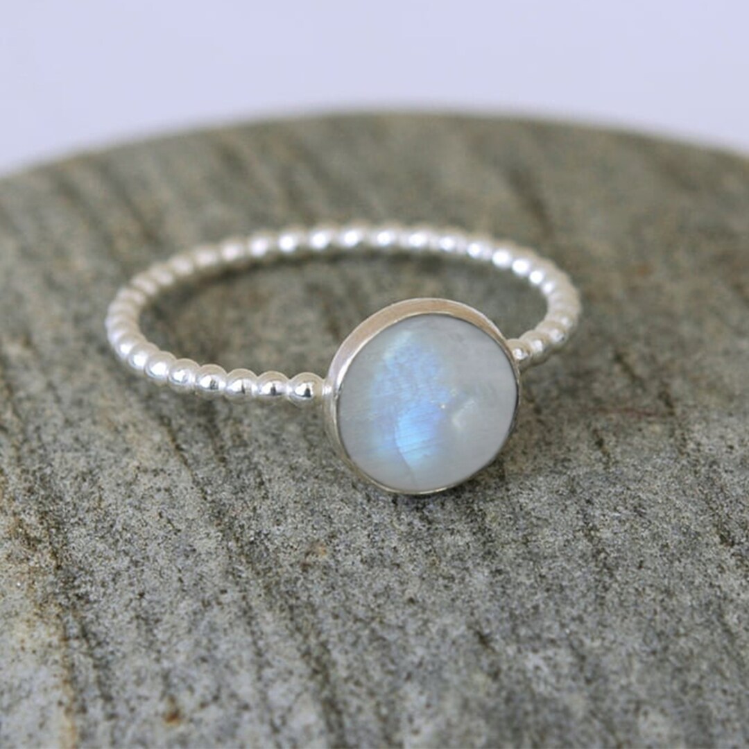 Rainbow Moonstone Ring / Stacking Rings / July Birthstone Rings ...