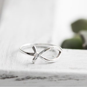 Silver Ichthys Fish Ring | Jesus Fish Ring | Christian Symbol Fish Ring ...