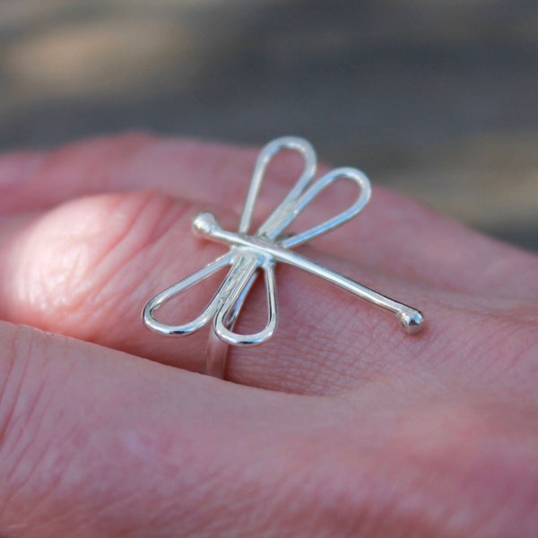 Silver Dragonfly Ring - Etsy